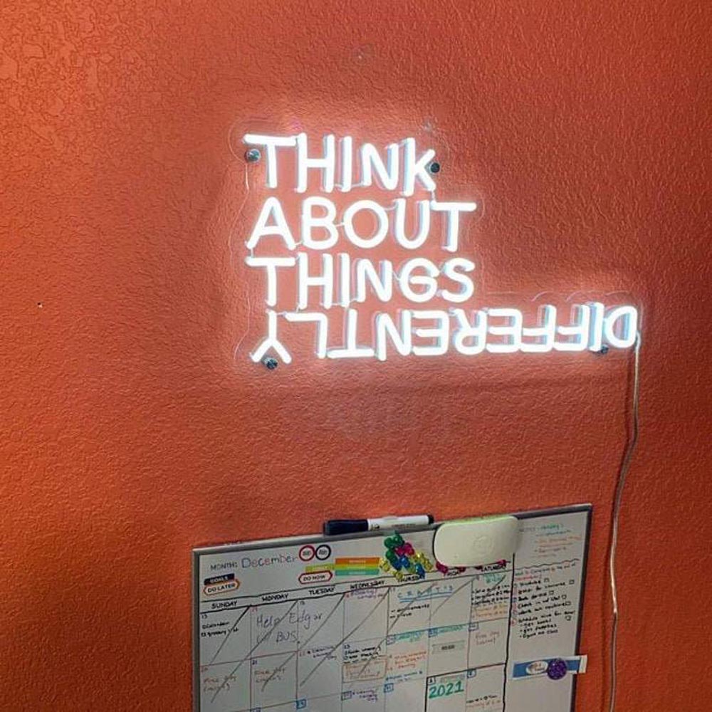 HDJSign - Think About Things Differently Only Quote Neon Sign