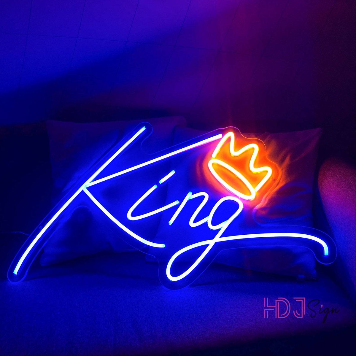 HDJSign - King with Crown Bar Neon Sign