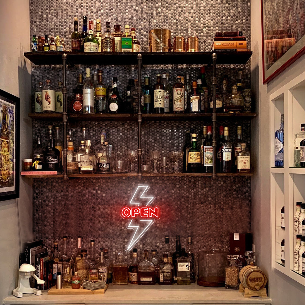 HDJSign - Lightning Open Bar Neon Sign